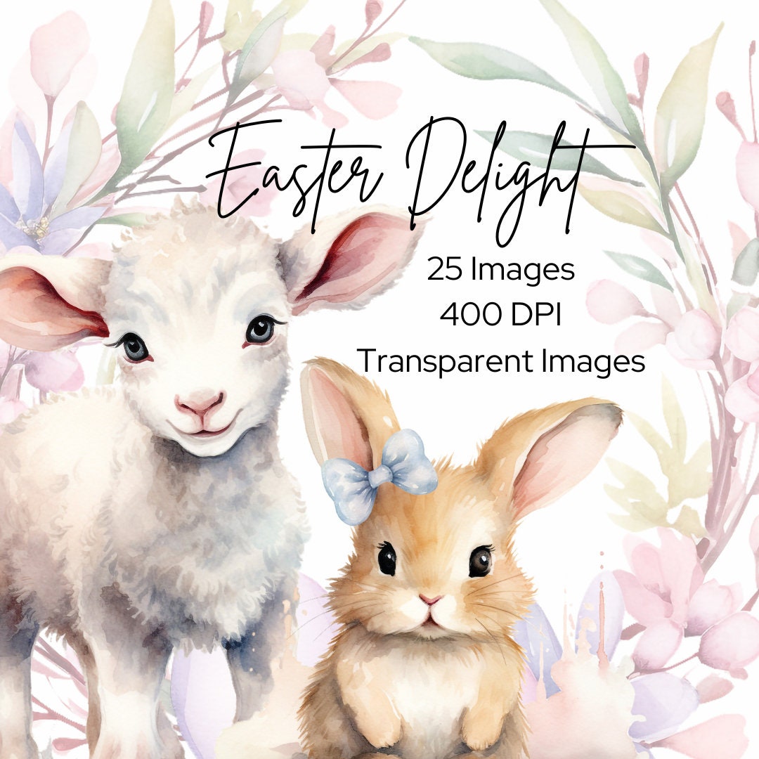 Watercolor Easter Clipart, Easter Eggs, Watercolor Bunnies, Nursery ...