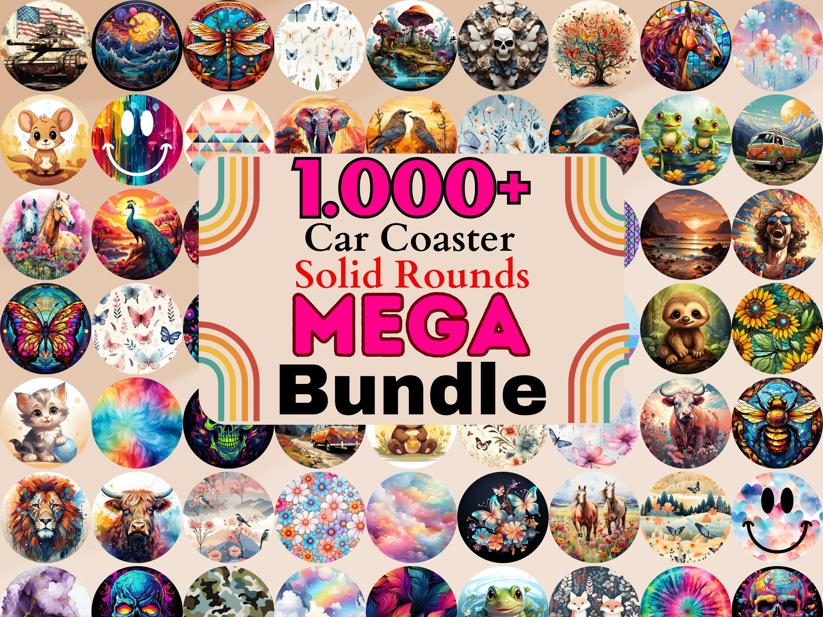 Car Coaster PNG Bundle 1000+sublimation Design Instant Download Car Cup ...