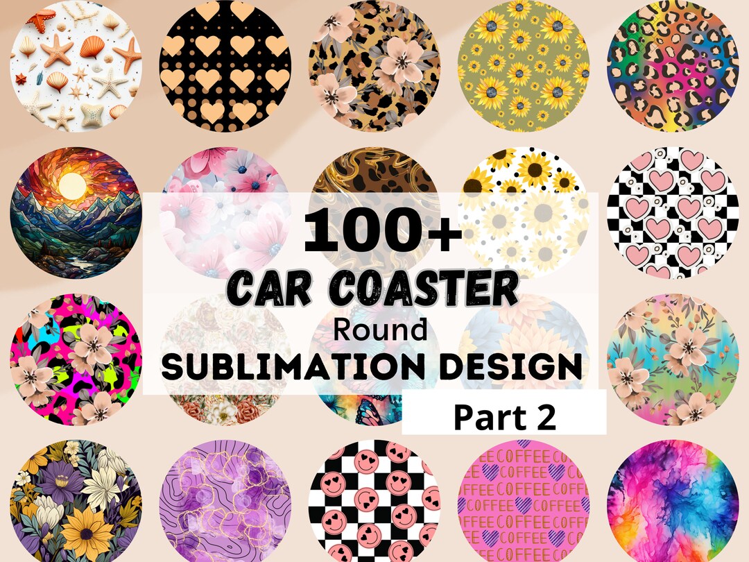 Car Coaster PNG Bundle Sublimation Design Sublimation Download Round ...