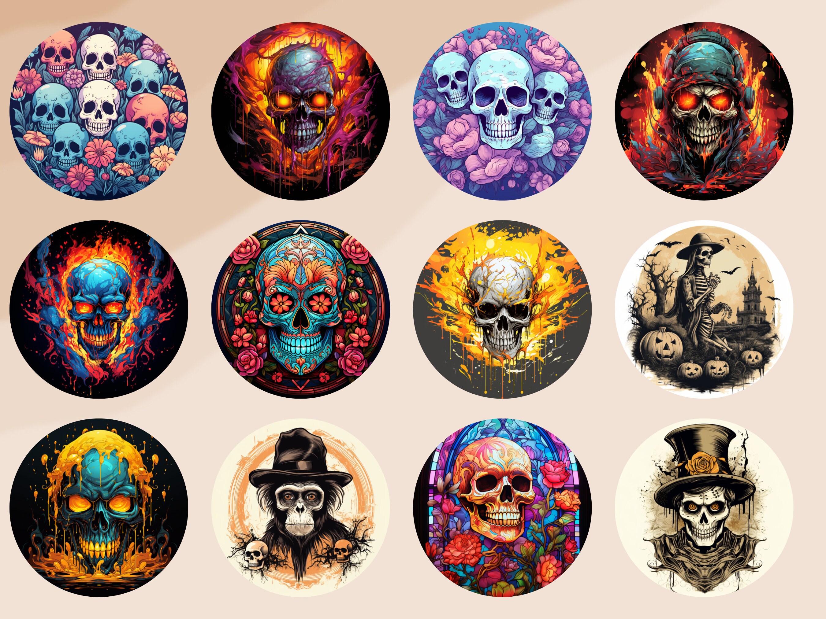Car Coaster PNG Skull Bundle 150 Car Freshie Sublimation - Etsy