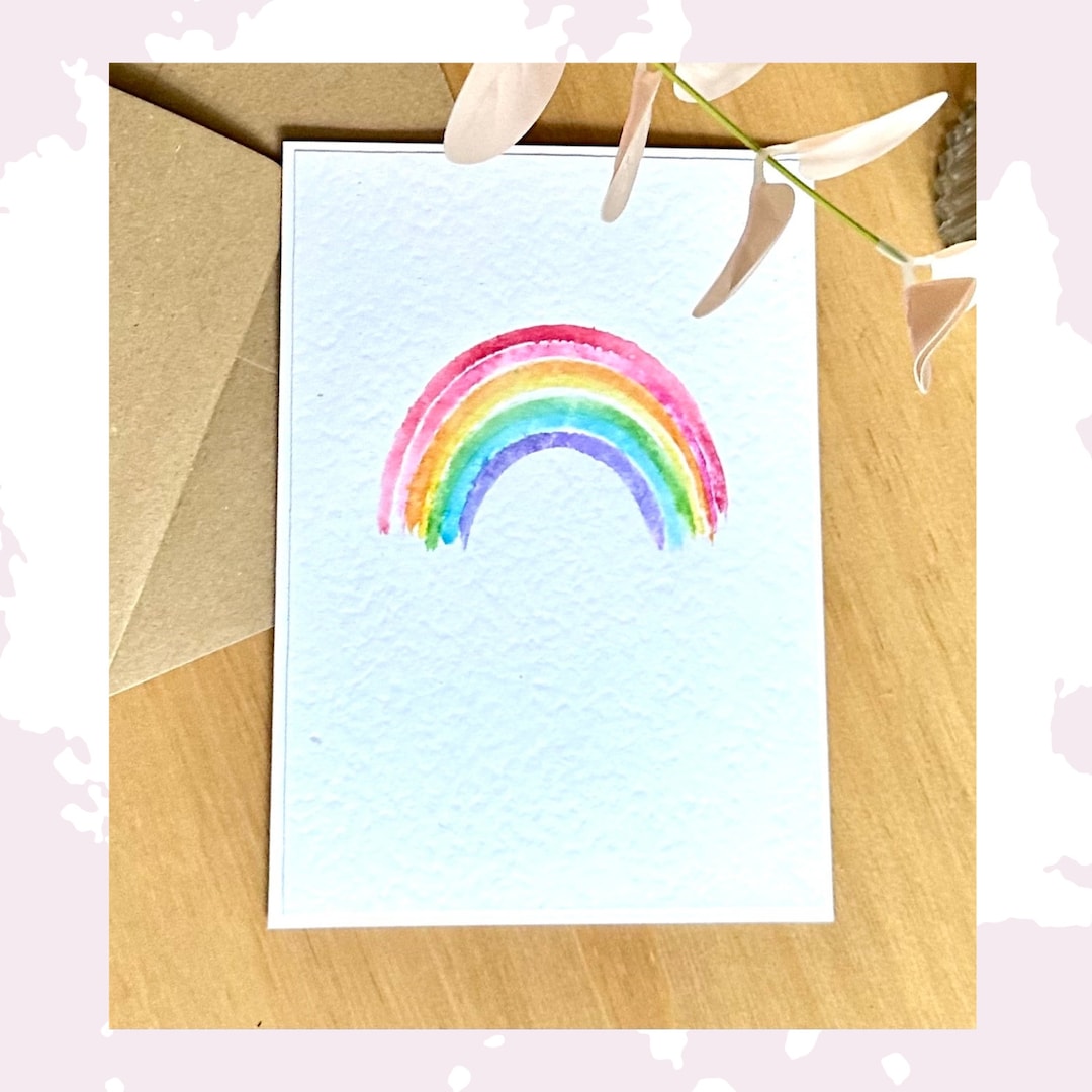 Watercolour Rainbow Handmade Card Watercolor Made to Order - Etsy