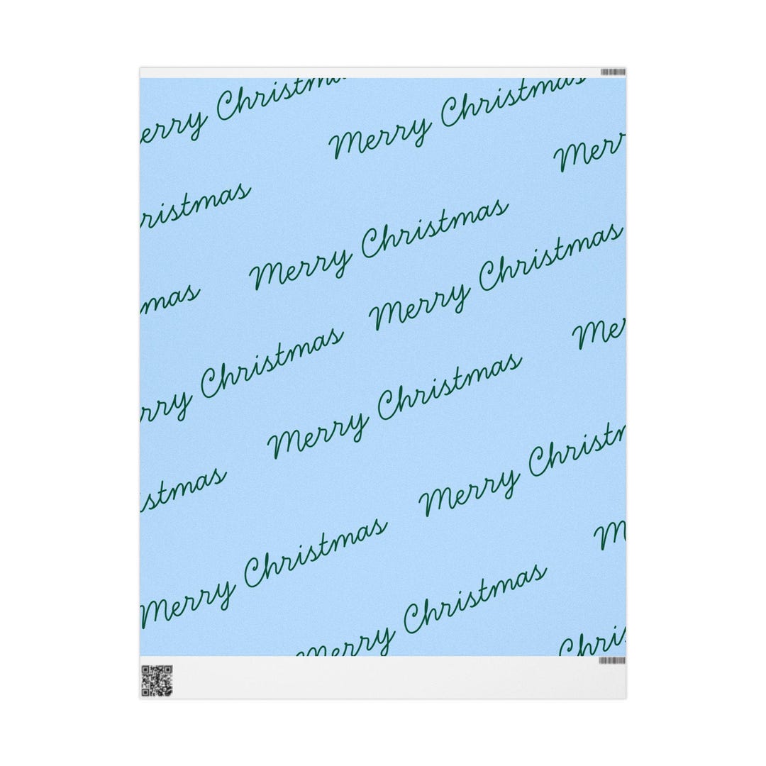 Merry Christmas Wrapping Paper, Blue Festive Gift Wrap - Etsy