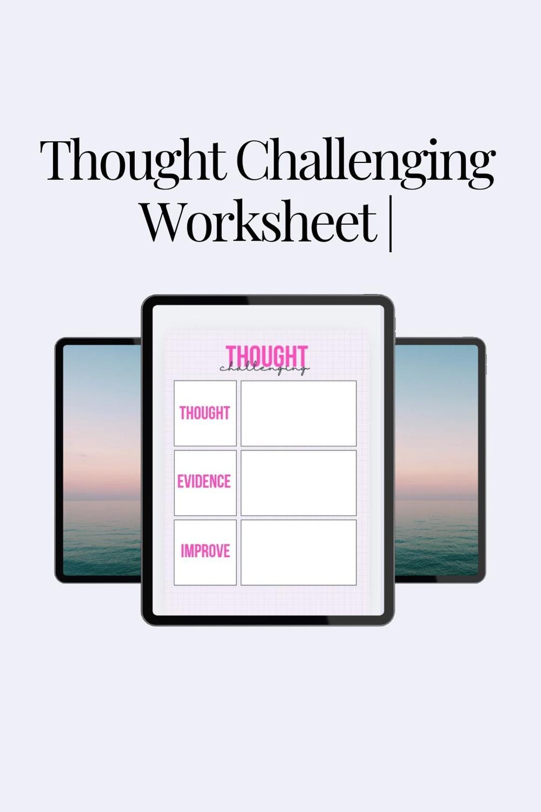 Thought Challenging Worksheet | CBT Printable | Cognitive Restructuring ...