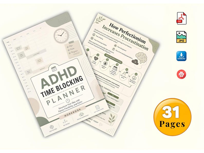 ADHD Time Blocking Planner | ADHD Time Management Worksheets | Daily ...