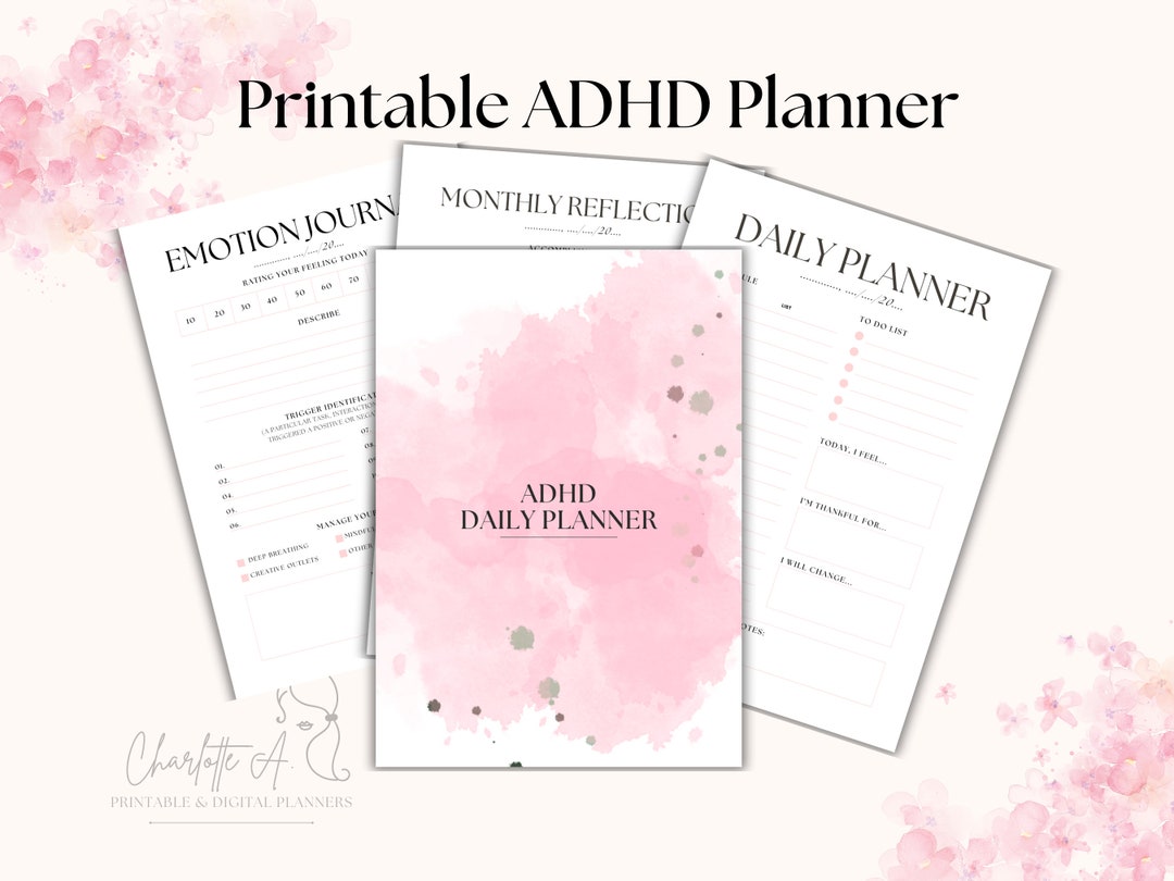ADHD Daily Planner Adult Bundle Pink, ADHD Planner Printable, ADHD ...
