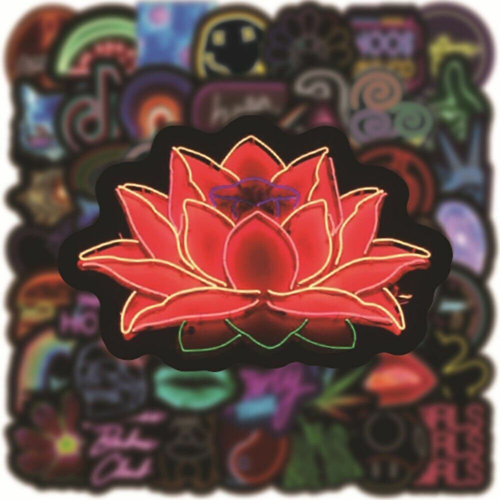 50pcs Neon Light Graffiti Stickers Diy Cartoon Cool Street Style ...