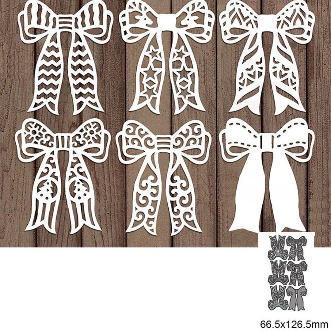 6pcs Christmas Bows Metal Cutting Dies Diy Scrapbook Paper Cards ...