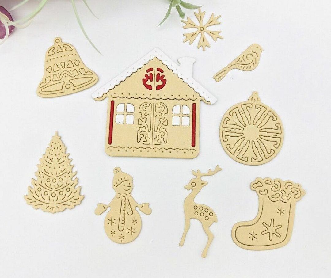 9pcs Christmas Gingerbread Embellishment Snowman Metal Cutting Die Cut ...