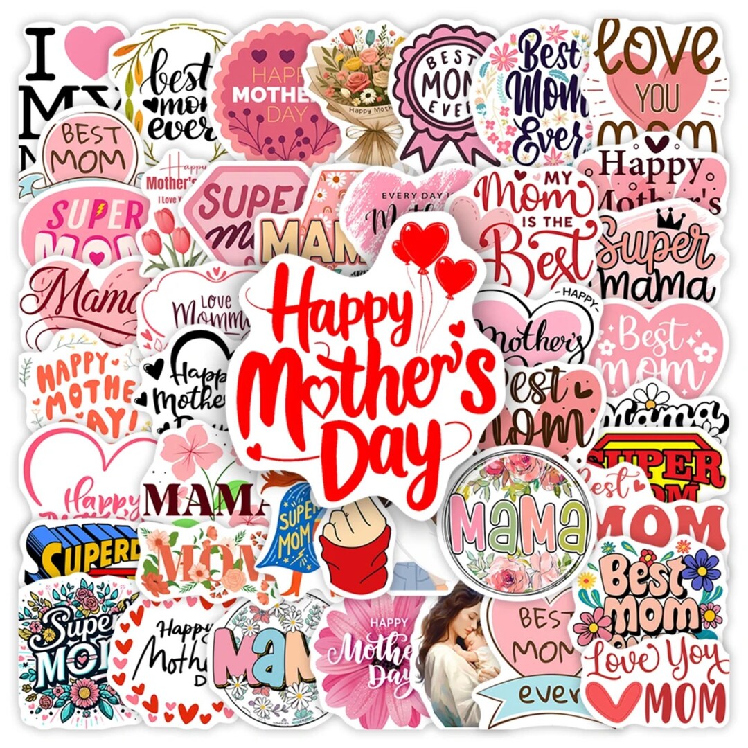 50pcs Mother’s Day Mom Stickers Set Waterproof Vinyl Decorative ...