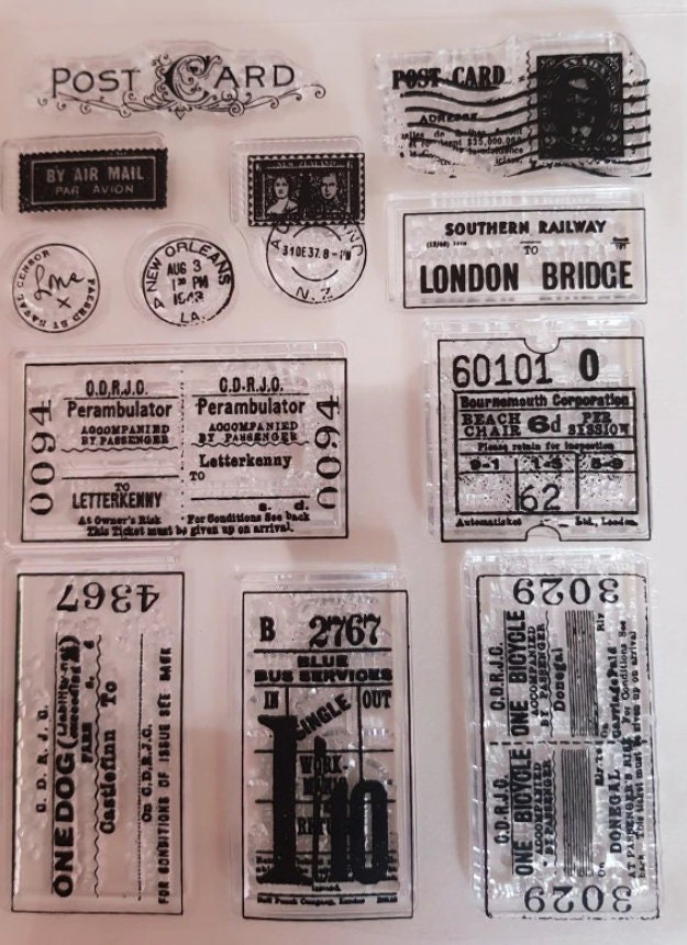 Vintage Tickets Postmarks Clear Silicone Stamp Seal Diy Scrapbook Album ...