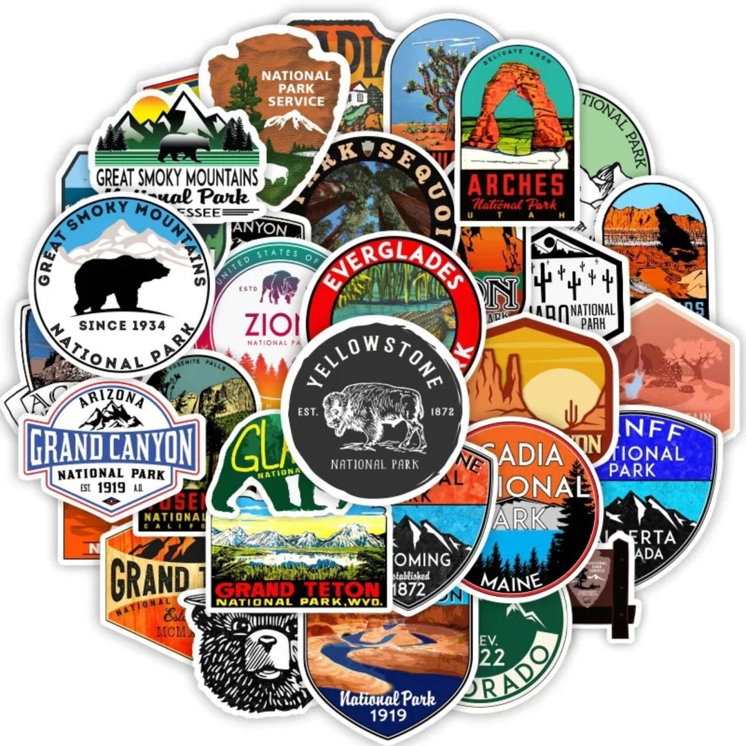 50pcs North America National Parks Emblems Stickers Pack Famous Nature ...