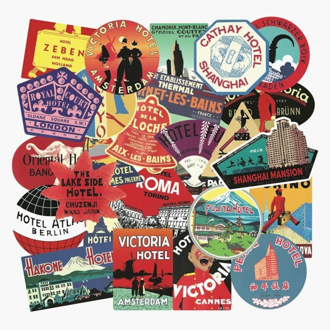 56pcs Rimowa Travel Retro Stickers Pack International Hotel Tide ...