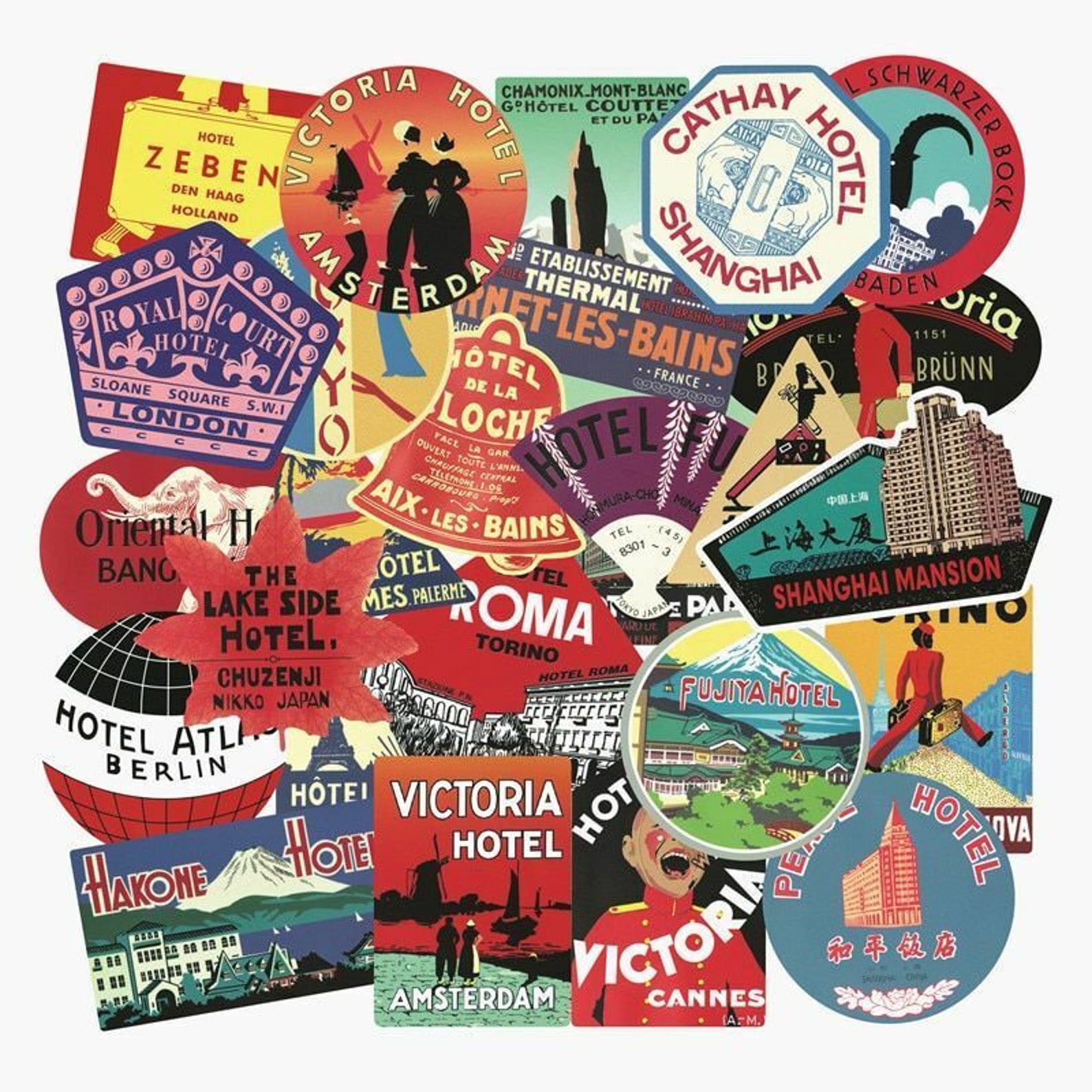 56pcs Rimowa Travel Retro Stickers Pack International Hotel Tide ...