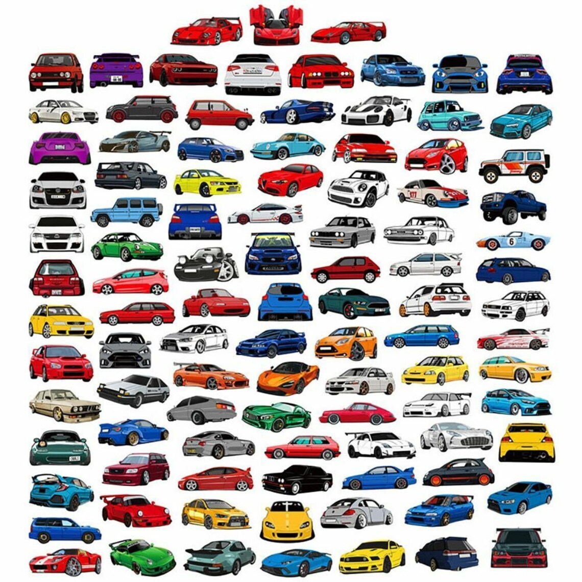 50pcs Racing Cars Stickers Pack Graffiti Cartoon Colorful Cool - Etsy