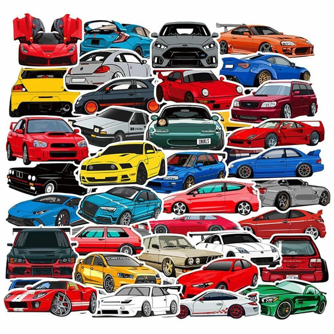 50pcs Racing Cars Stickers Pack Graffiti Cartoon Colorful Cool - Etsy