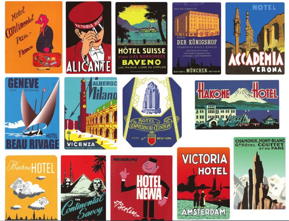 56pcs Rimowa Travel Retro Stickers Pack International Hotel Tide ...