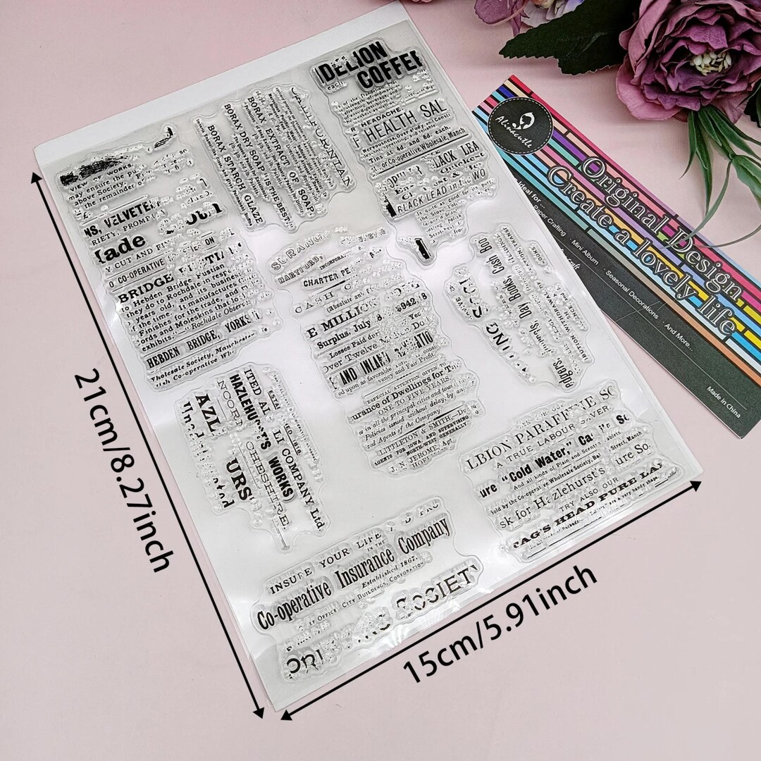 Newspaper Background Clear Stamp Transparent Silicone Reusable Rubber ...