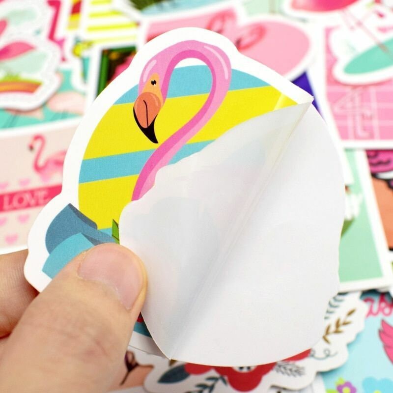 50pcs Flamingos Stickers Pack Pink Bird Summer Time Hawaiian Party I Am ...