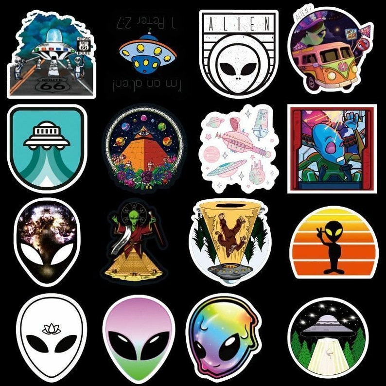 50pcs Outer Space Stickers Pack Ufo Alien Astronaut Rocket Cartoon ...