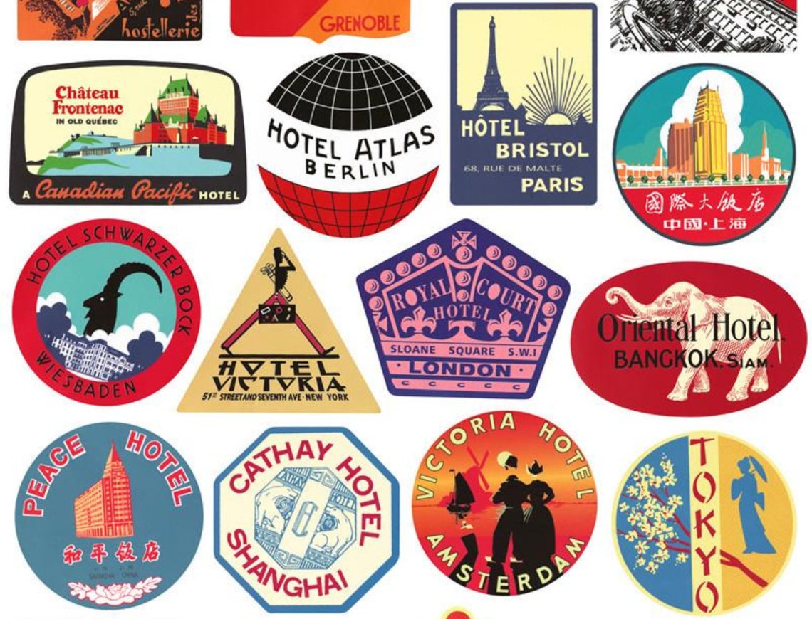 56pcs Rimowa Travel Retro Stickers Pack International Hotel Tide ...