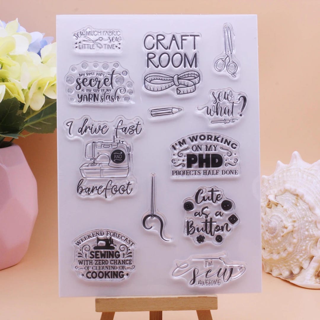 Clear Silicone Stamp Set for Sewing Craft Room Quotes Card Making ...