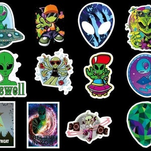 50pcs Outer Space Stickers Pack Ufo Alien Astronaut Rocket Cartoon ...