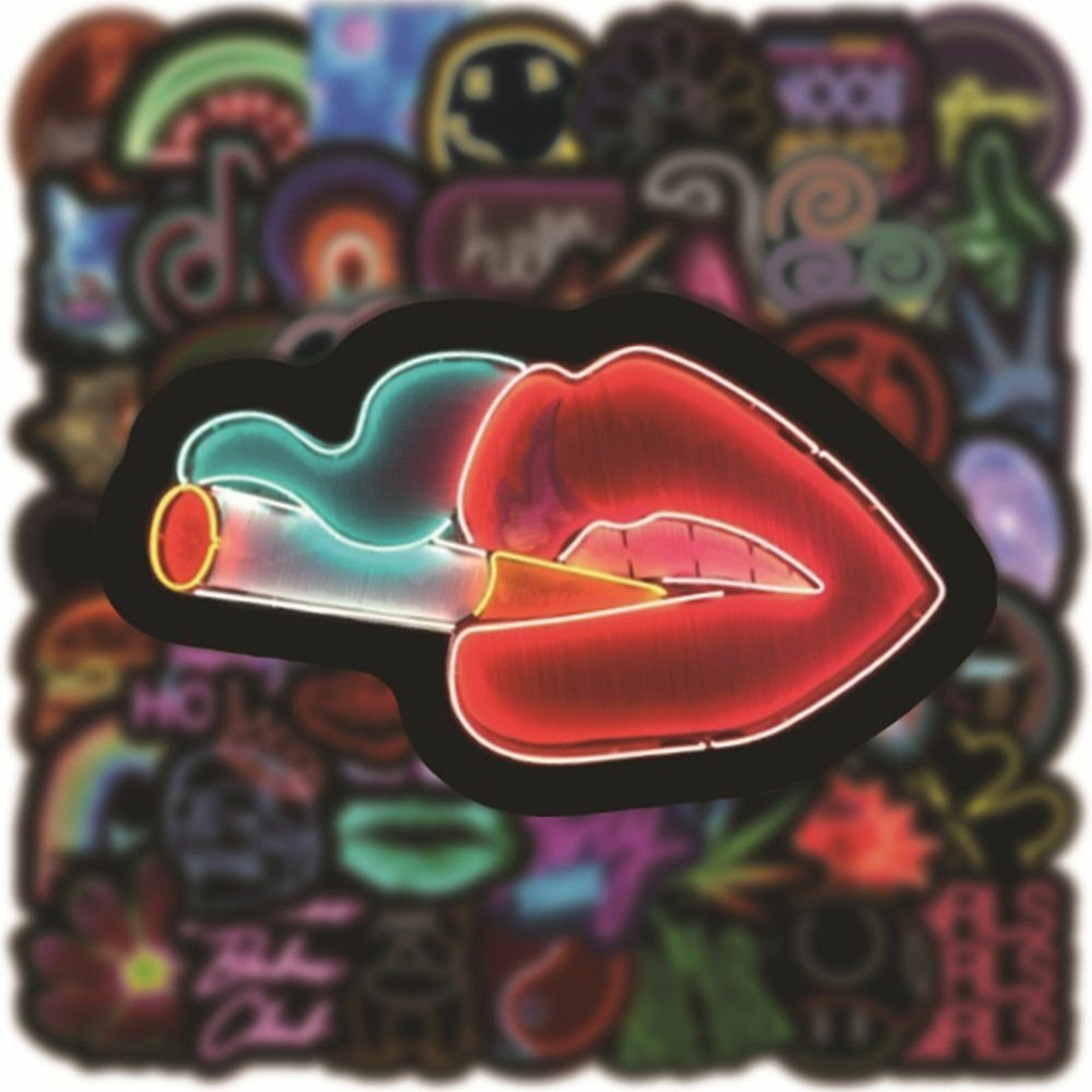 50pcs Neon Light Graffiti Stickers Diy Cartoon Cool Street Style ...