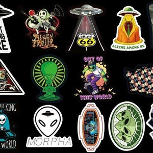 50pcs Outer Space Stickers Pack Ufo Alien Astronaut Rocket Cartoon ...
