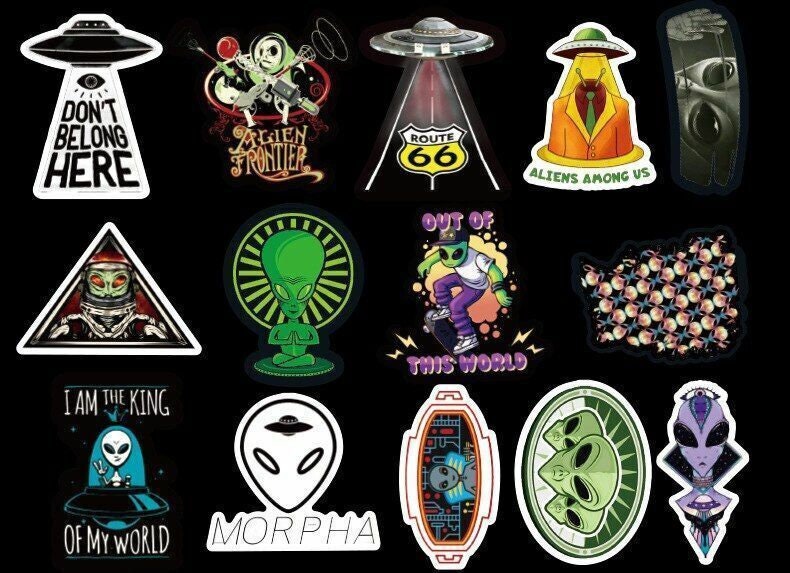 50pcs Outer Space Stickers Pack Ufo Alien Astronaut Rocket Cartoon ...
