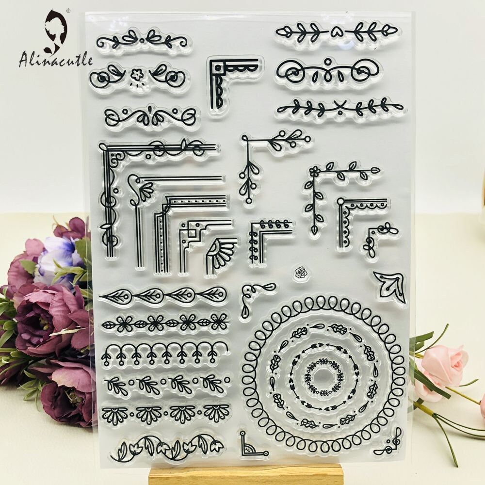 Clear Stamps Leaf Flower Border Corner Scrapbook Card Album Paper Craft ...