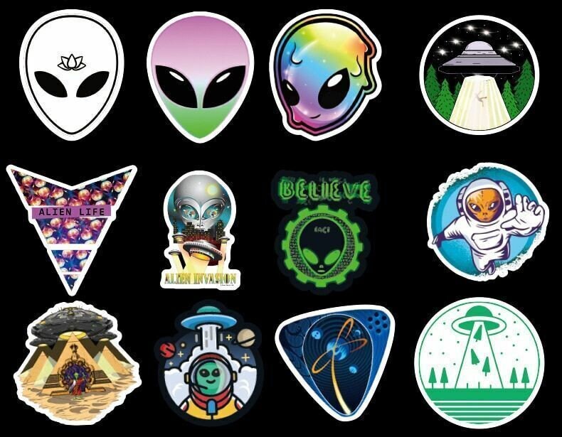 50pcs Outer Space Stickers Pack Ufo Alien Astronaut Rocket Cartoon ...
