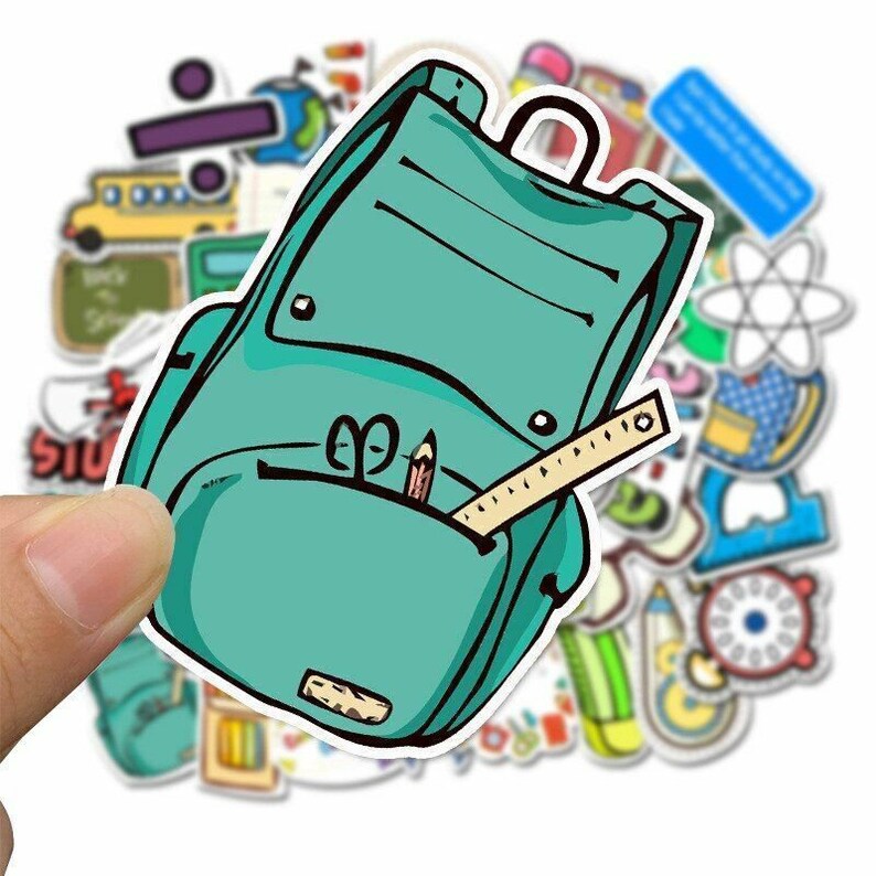 50pcs Back to School Stationery Theme Stickers Pack Desk Bag Notes ...