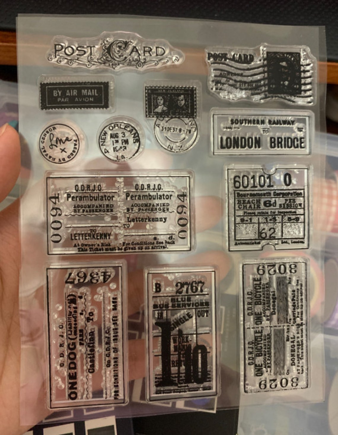 Vintage Tickets Postmarks Clear Silicone Stamp Seal Diy Scrapbook Album ...