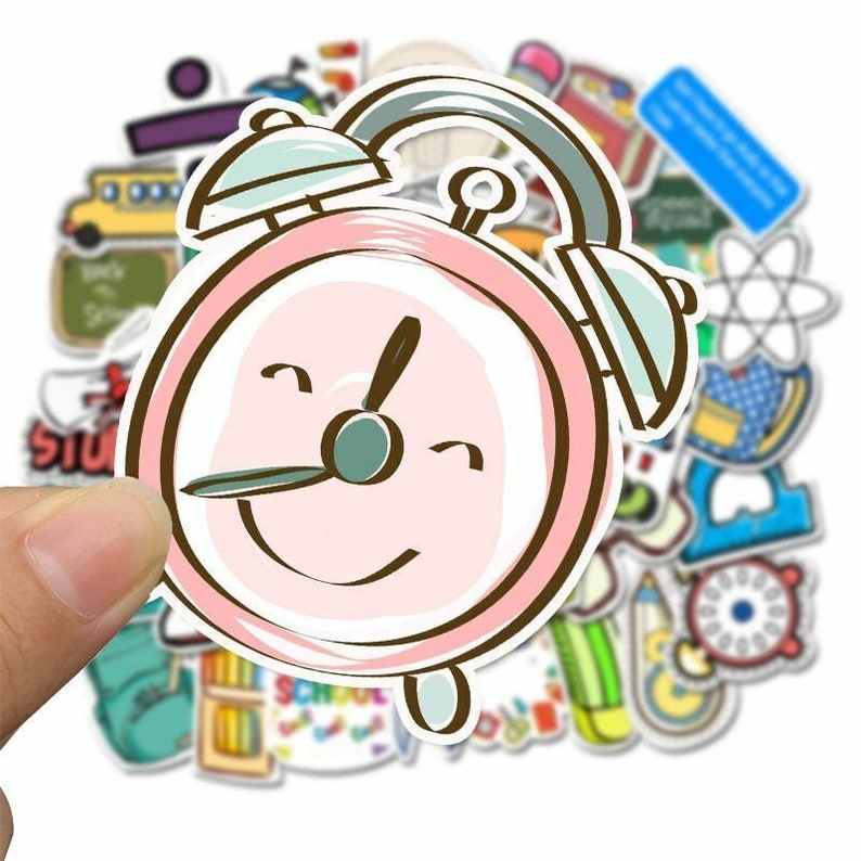 50pcs Back to School Stationery Theme Stickers Pack Desk Bag Notes ...