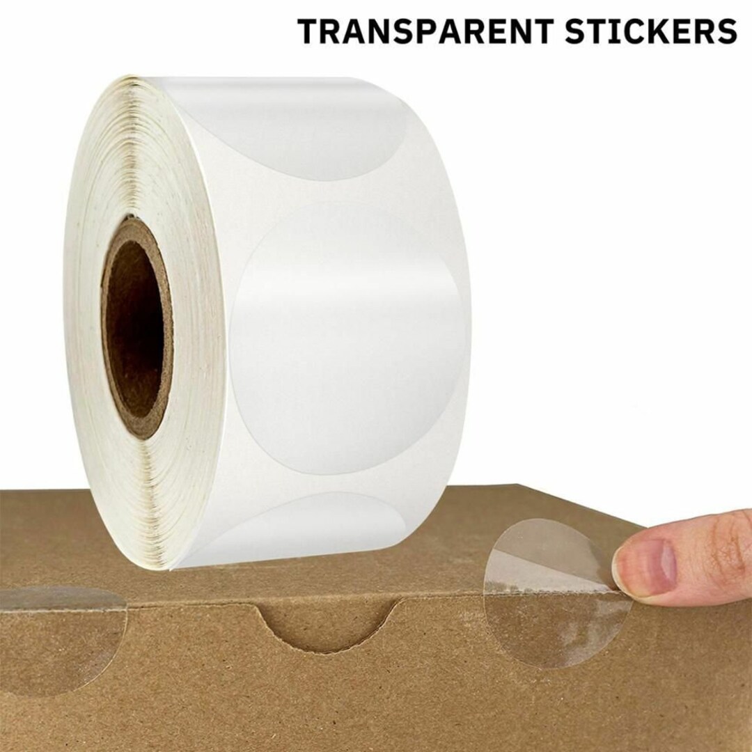 500/1000pcs Transparent Round Stickers Labels Clear Business Package ...