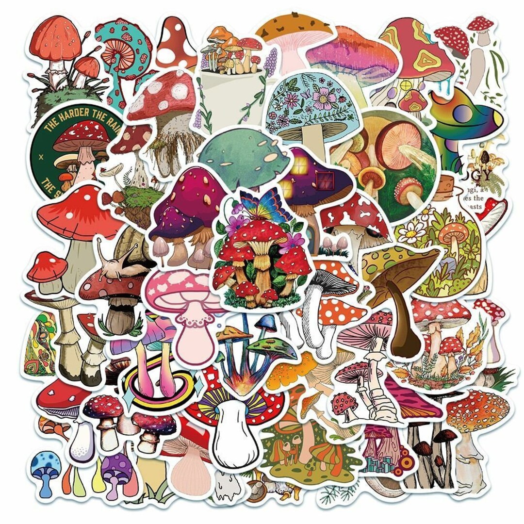 50pcs Color Mushrooms Sticker Pack Mycology Fungi Diy Notebook ...