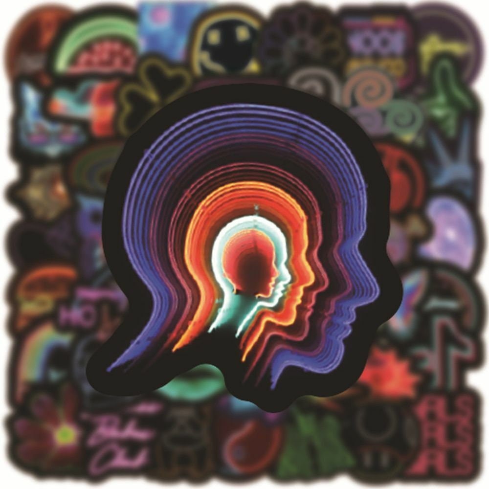 50pcs Neon Light Graffiti Stickers Diy Cartoon Cool Street Style ...