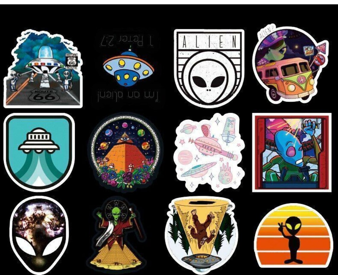 50pcs Outer Space Stickers Pack Ufo Alien Astronaut Rocket Cartoon ...