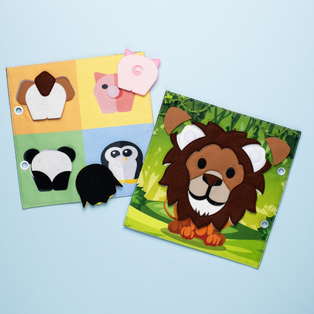 ZOO Animal Front and Back & Lion Face Puzzle Learning Busy - Etsy