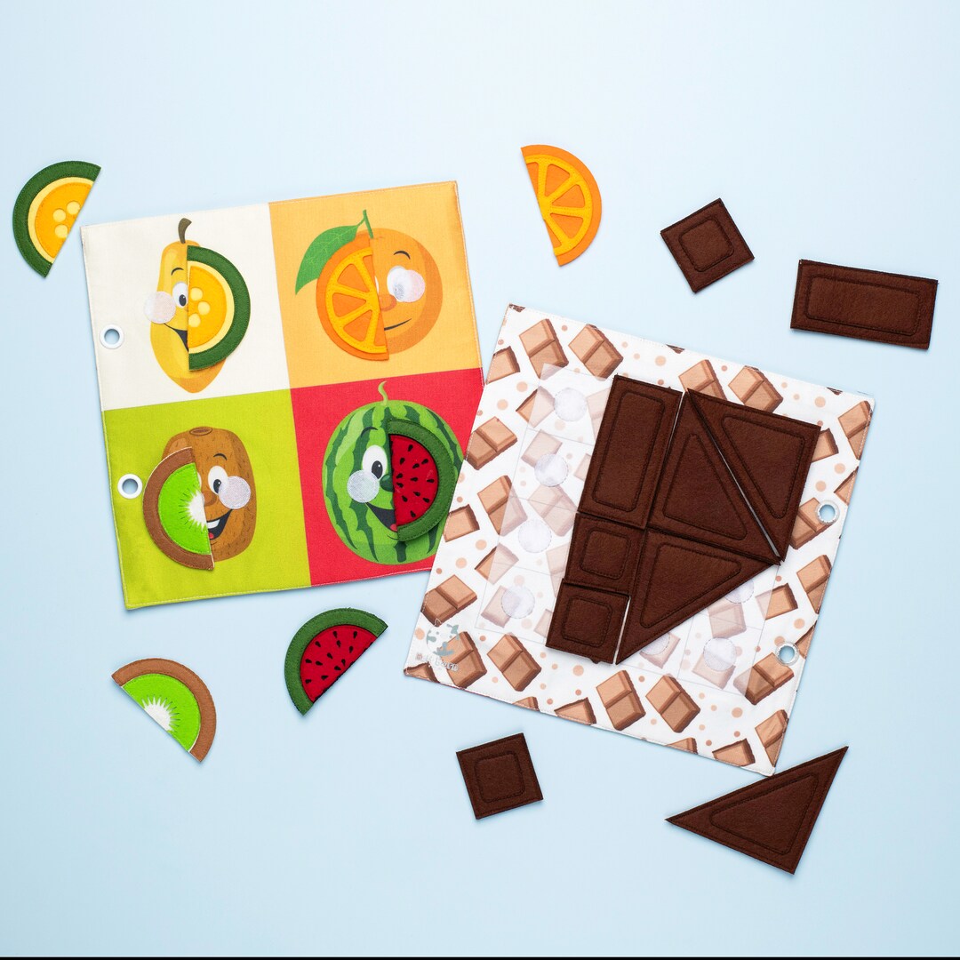 KITCHEN Fruit Halves & Chocolate Tangram Learning Busy Book/ - Etsy