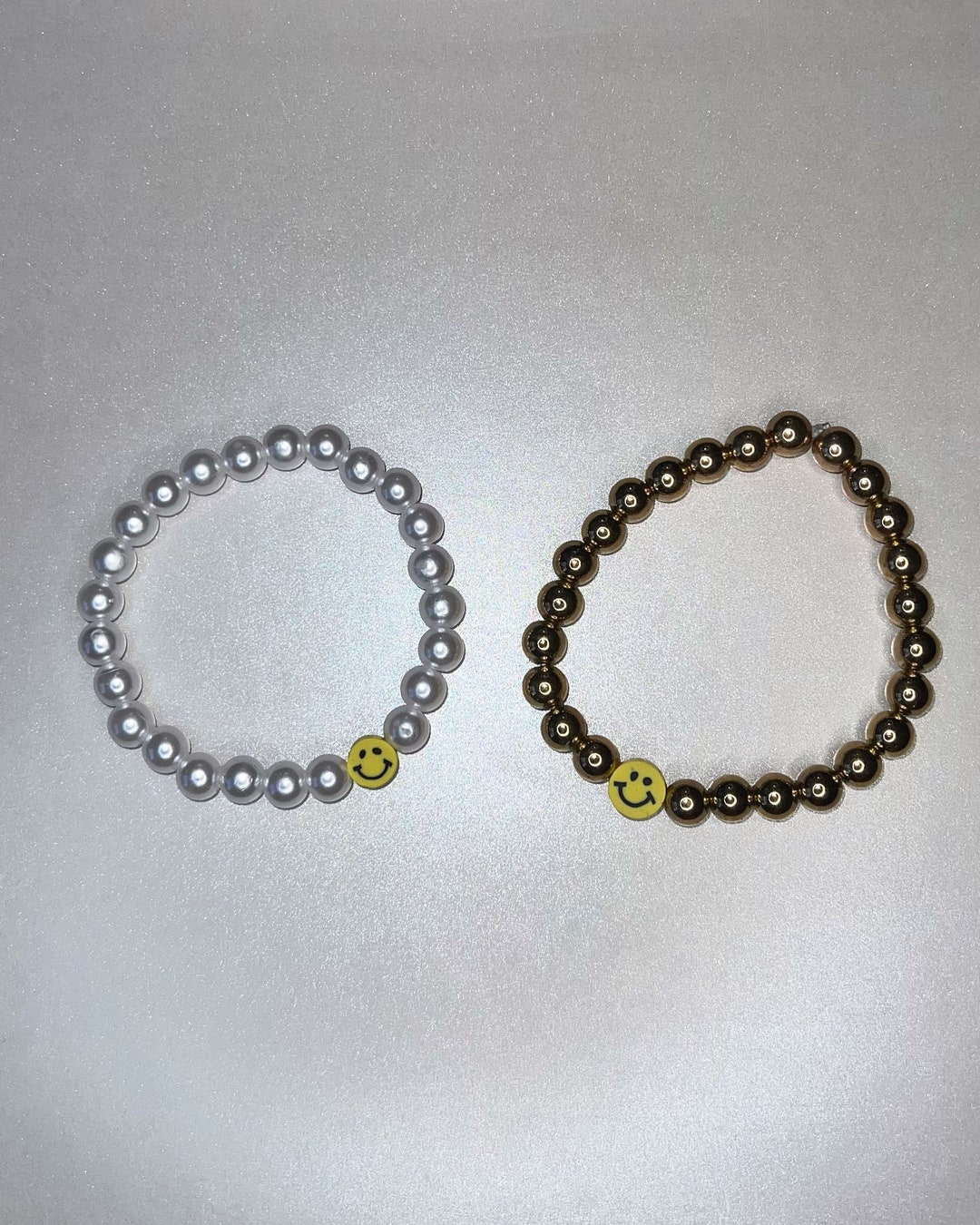 Gold and Pearl Smiley Face Bracelets - Etsy