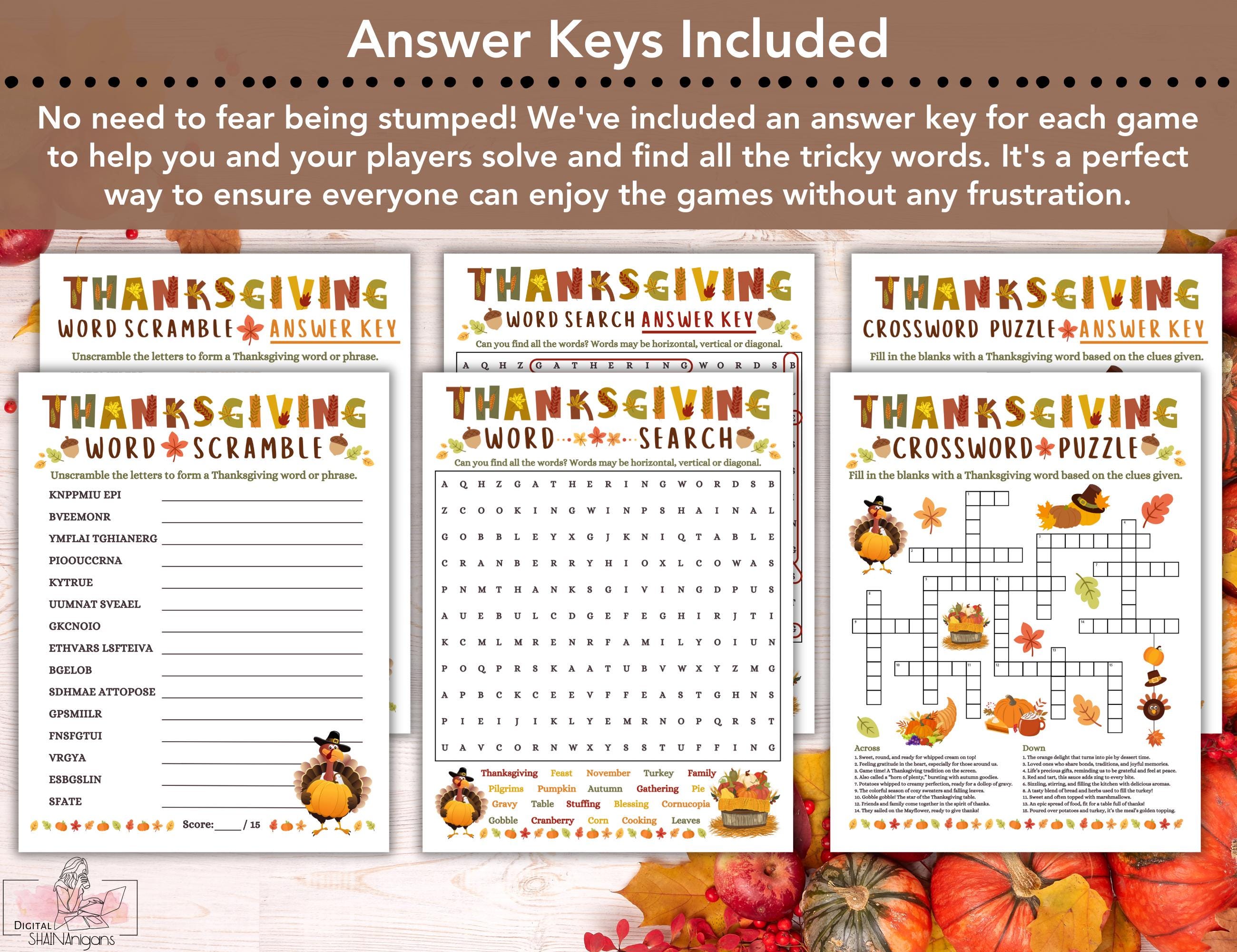 Thanksgiving 3 Game Bundle, Printable Thanksgiving Game, Thanksgiving ...