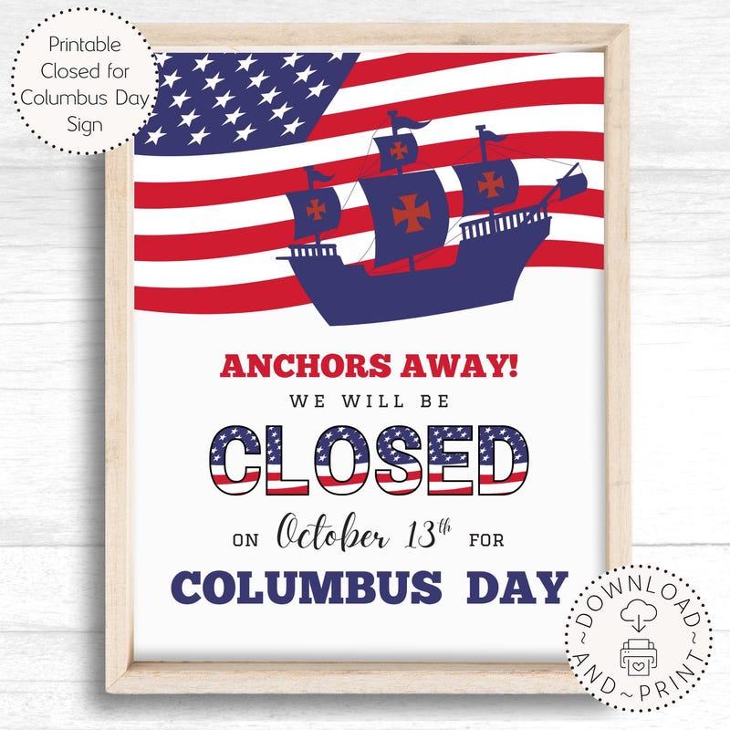 Closed Columbus Day Sign - Etsy