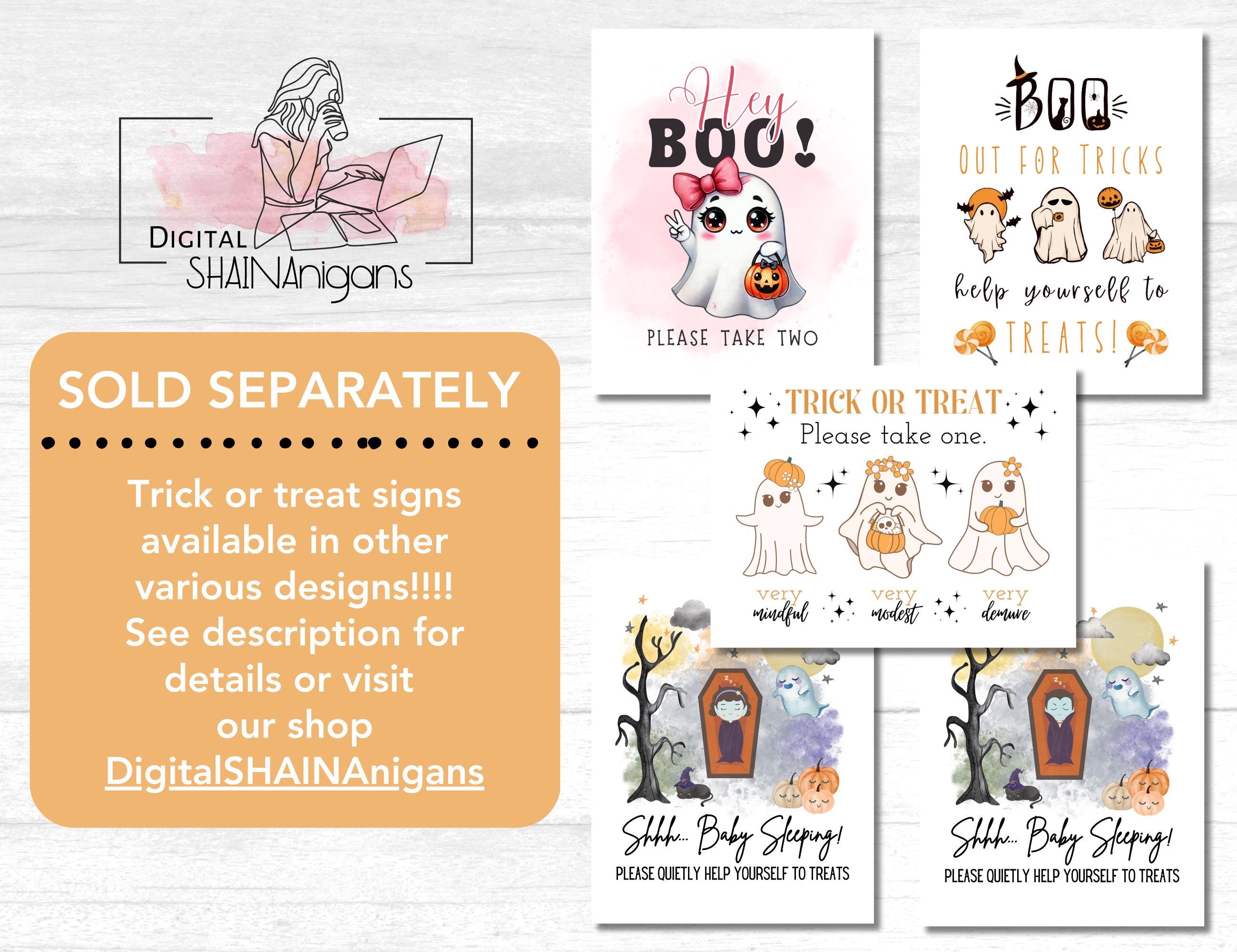 Halloween Printable Trick or Treat Candy Sign, Take One, Take Two, Take ...