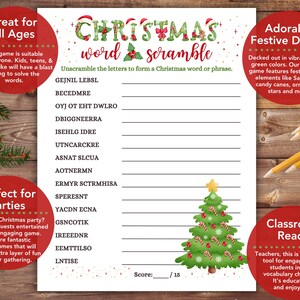 Christmas Word Scramble Game Printable, Christmas Party Game, Word ...