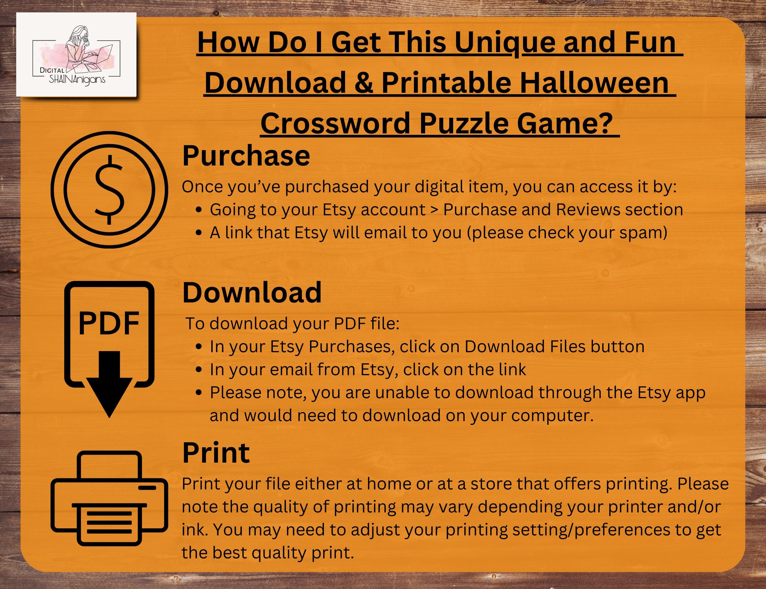 Halloween Crossword Puzzle Game Printable for Kids and Adults ...
