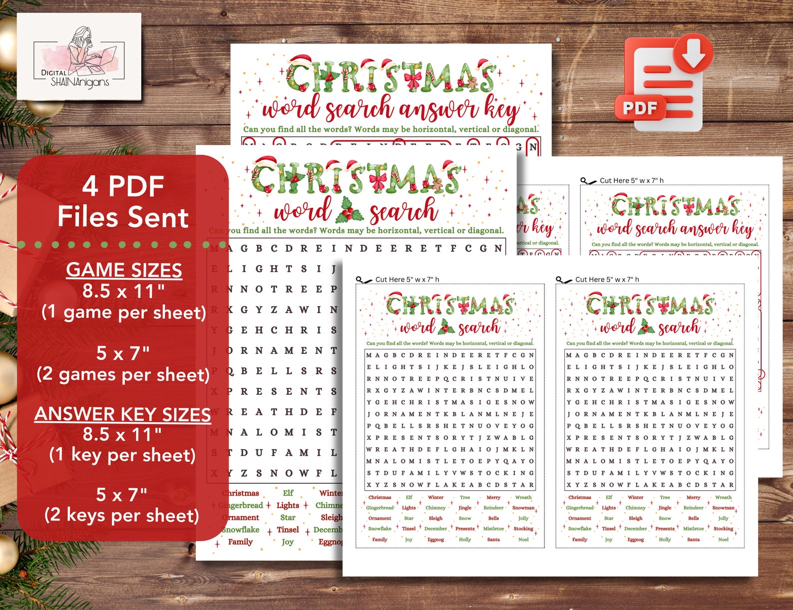 Christmas Word Search Game Printable, Christmas Party Game, Word Search ...