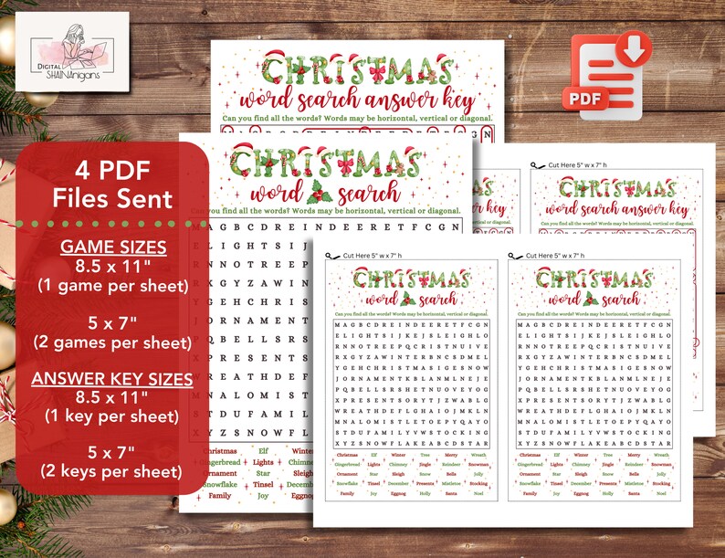 Christmas Word Search Game Printable, Christmas Party Game, Word Search ...