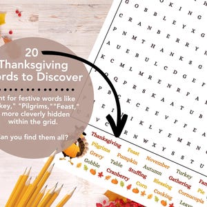 Thanksgiving Word Search Game Printable, Thanksgiving Party Game, Word ...
