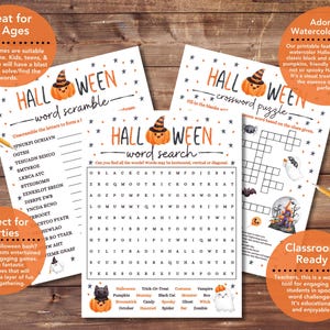 Halloween 3 Game Bundle, Printable Halloween Games, Halloween Word ...